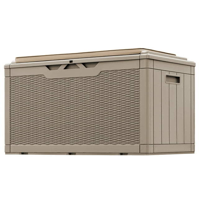 Devoko 100 Gallon Resin Deck Box Outdoor Lockable Storage Bench with ...