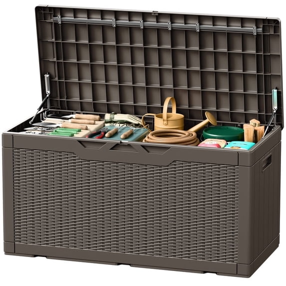 Devoko Resin Deck Box, 100 Gallon, Waterproof, Outdoor Storage Bench ...
