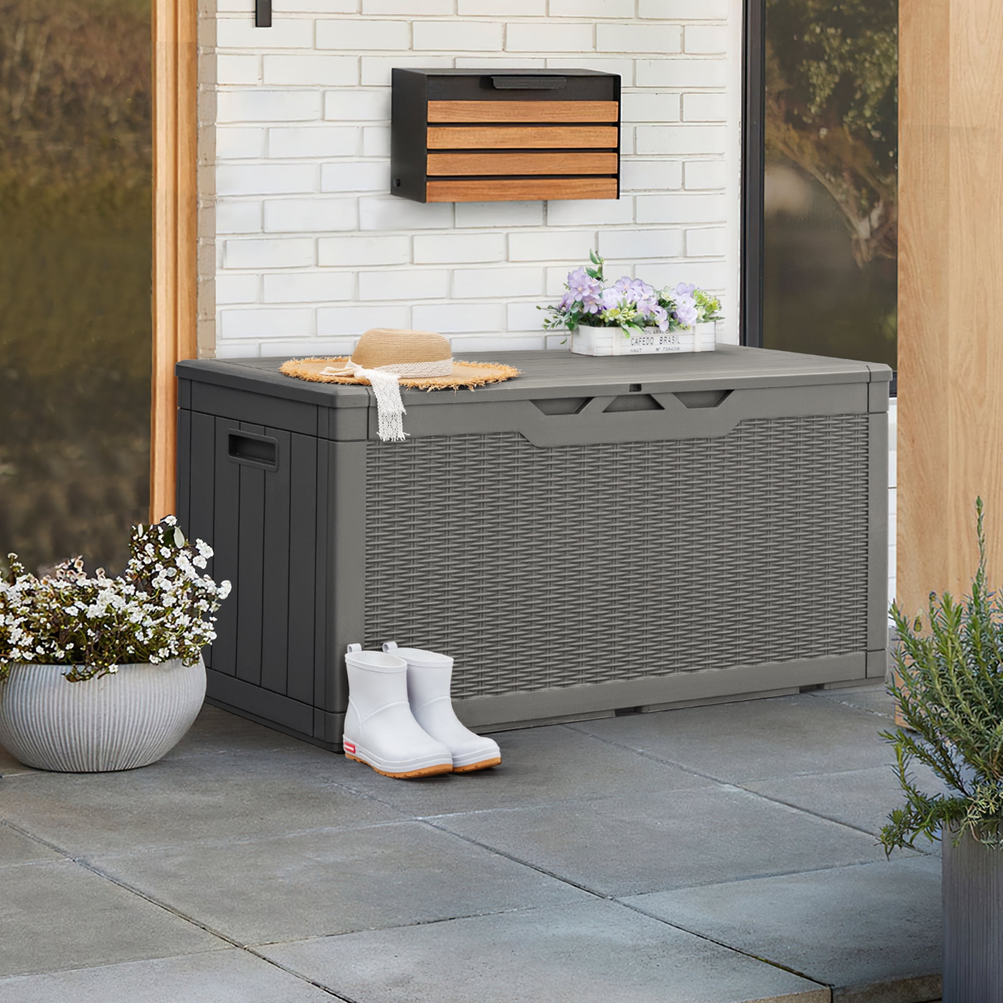 Devoko 100 Gallon Resin Outdoor Waterproof Patio Container Deck Box ...
