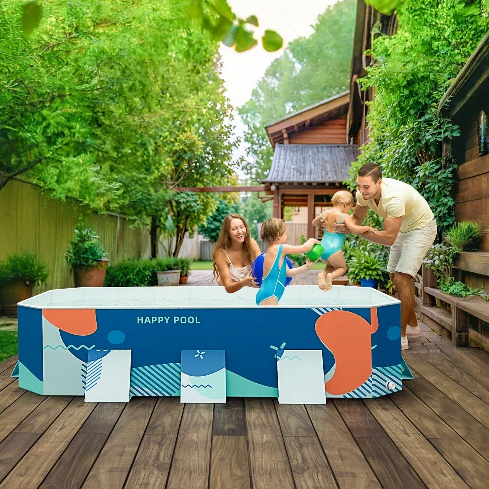 Devoko 112" Foldable Swimming Pool, Outdoor Inflatable-free Pools ...