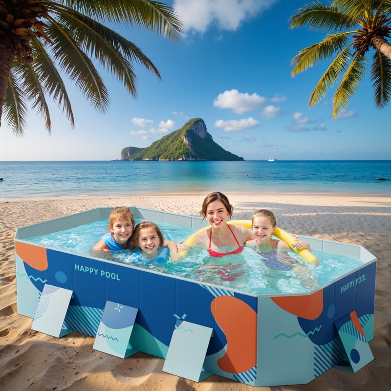 Devoko 112" Foldable Swimming Pool, Summer Outdoor Inflatable-free ...