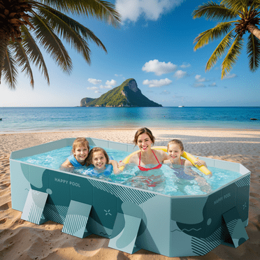 Foldable Above Ground Swimming Pools for Kids Adults, Non-Inflatable ...