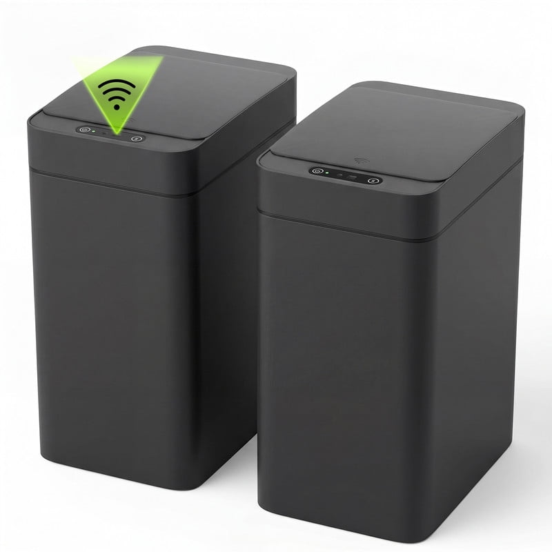 Devoko 2-Pack 2.5 Gallon Touchless Trash Can with Lid, Slim Motion ...