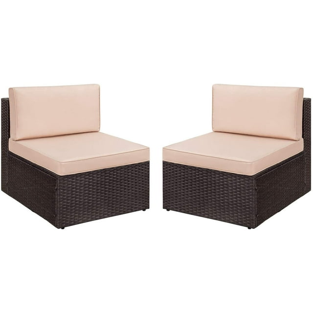 Devoko 2-Piece Patio Set, All-Weather Outdoor Sectional Sofa, Wicker ...
