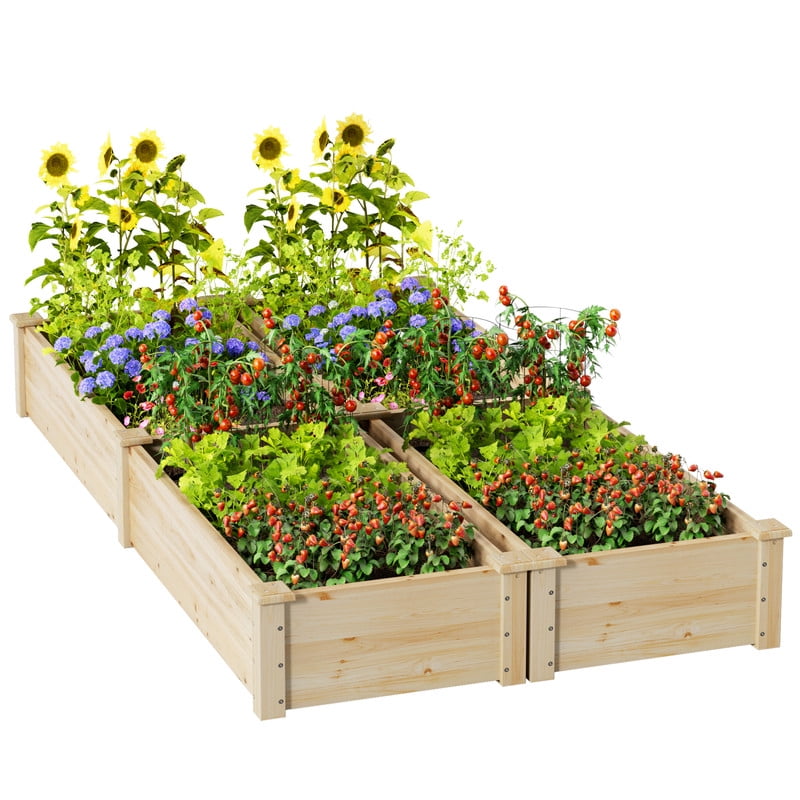 Devoko 2 pcs 92x22x9" Garden Bed Divisible Wooden Planter Box, Outdoor ...