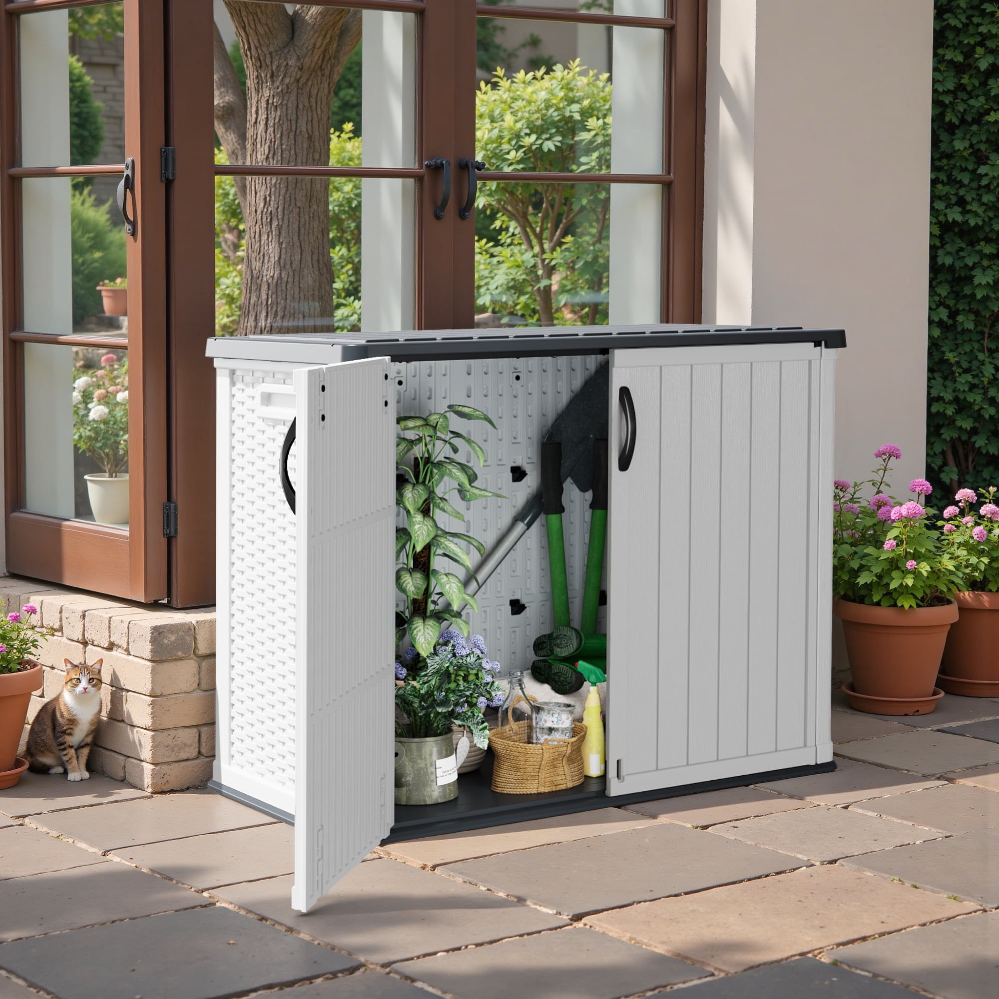 Devoko 26 Cu.ft Resin Outdoor Storage Shed, With Stable Floor and ...