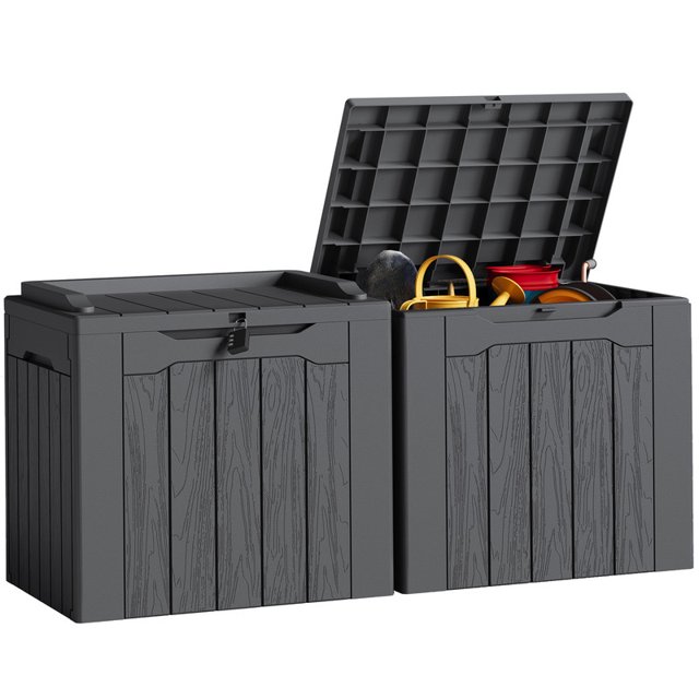 Devoko 2PCS 32 Gallon Outdoor Resin Deck Box with Seat - Walmart ...
