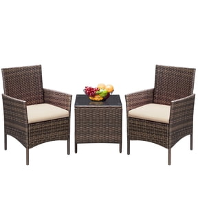 Devoko 3-Piece Patio Furniture Set, PE Rattan Wicker, Gray/Beige ...