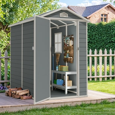 Devoko 26 Cu.ft Resin Outdoor Storage Shed, With Stable Floor and ...