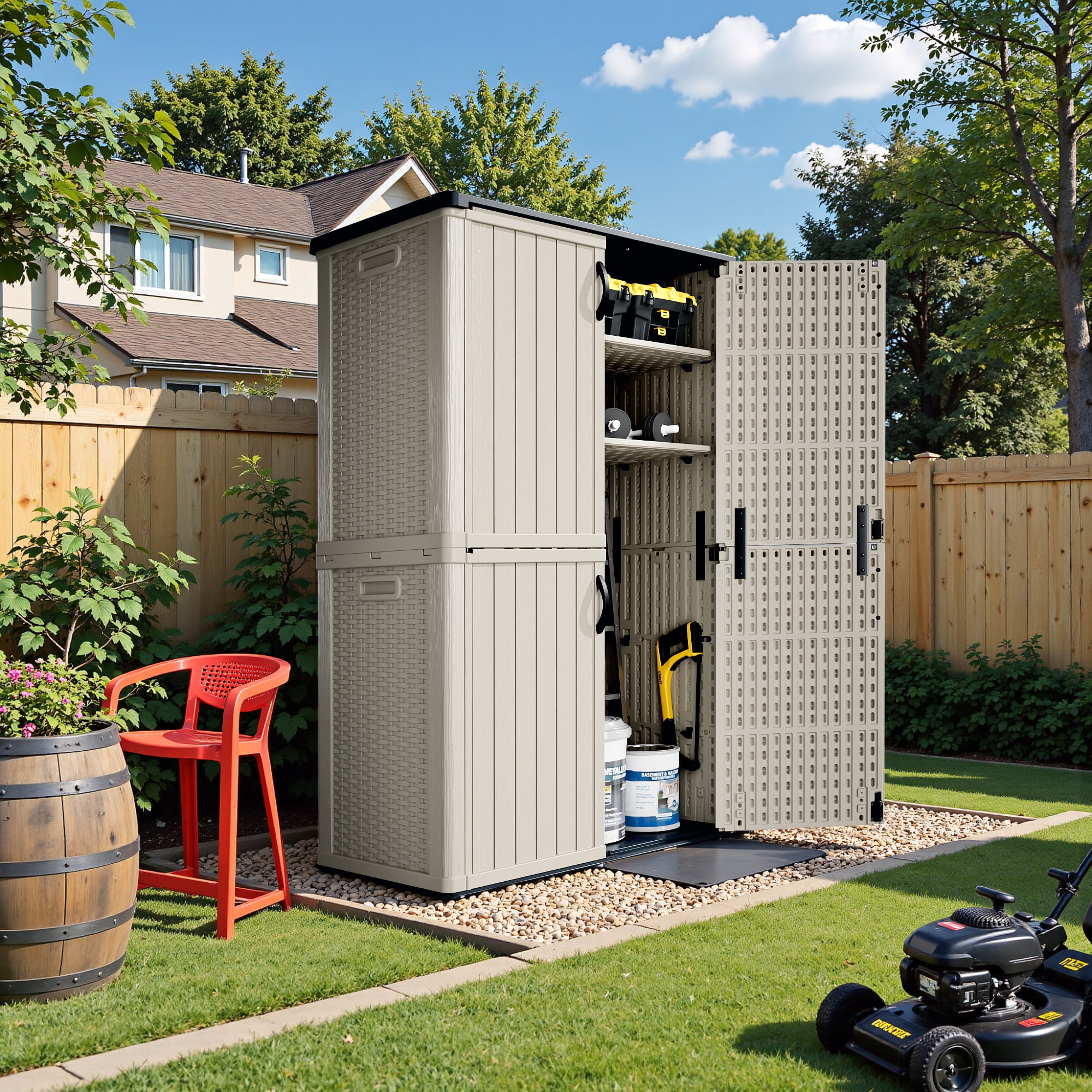 Devoko 50 Cu.ft Heighten Outdoor Storage Shed, All-Weather Resin ...