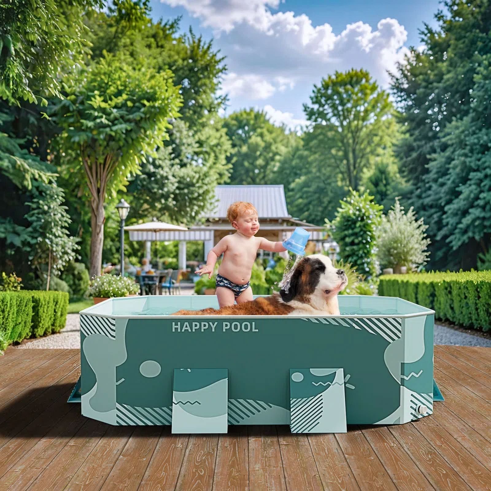 Funsicle Oasis Large Backyard 14ft Round Above Ground Metal Frame Pool ...