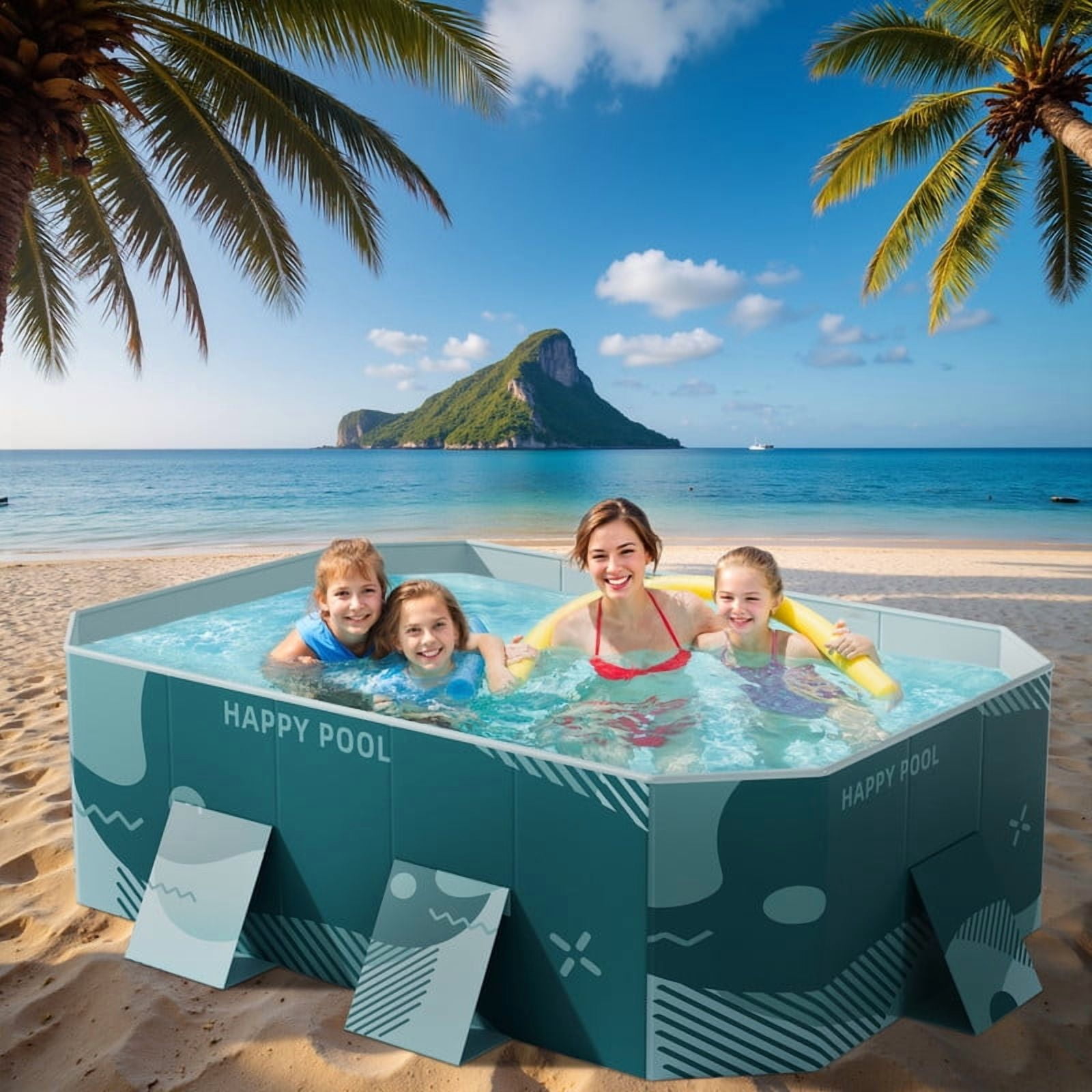 Devoko 73" Foldable Swimming Pool, Summer Outdoor Inflatable-free Pools ...