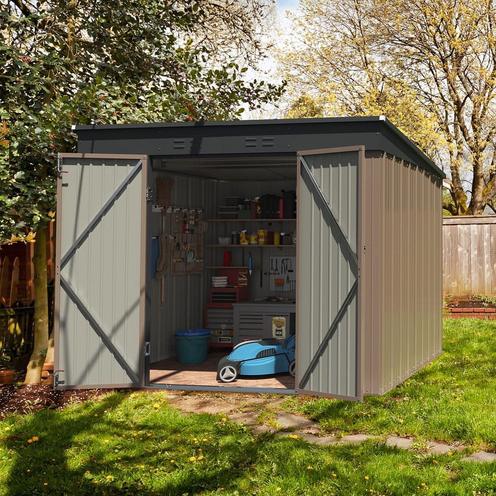 5' x 3' Outdoor Storage Shed, Metal Outdoor Storage Cabinet with Single ...
