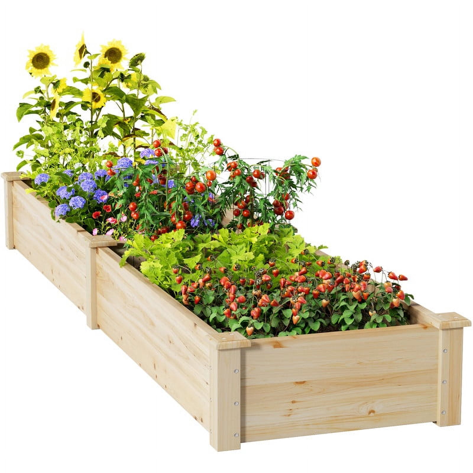 Devoko DIY Raised Planting Elevated Garden Bed, 92x22x9" Wooden Planter ...