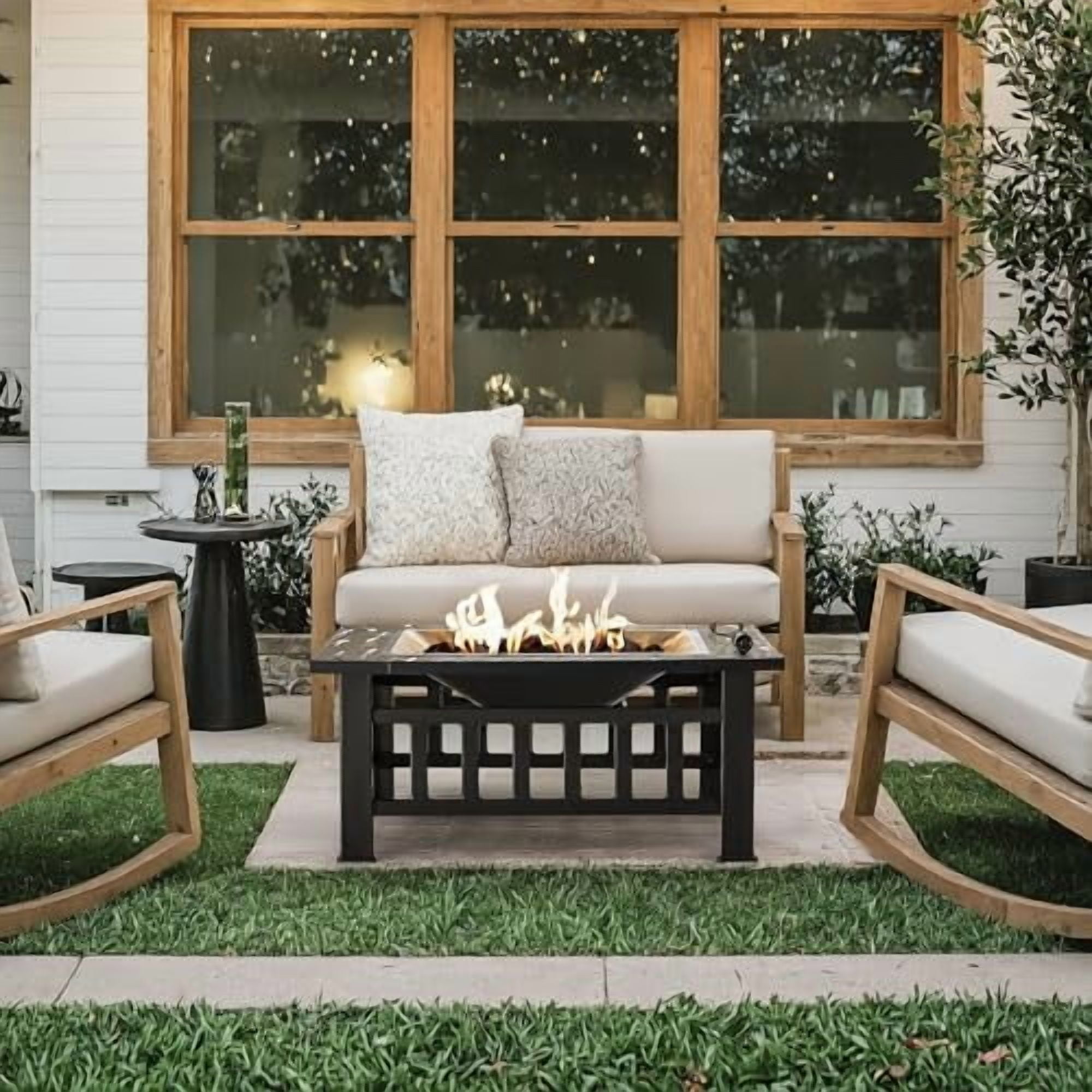 Devoko Fire Pit 32 Inch Outdoor Firepit Table Metal Fireplaces for ...