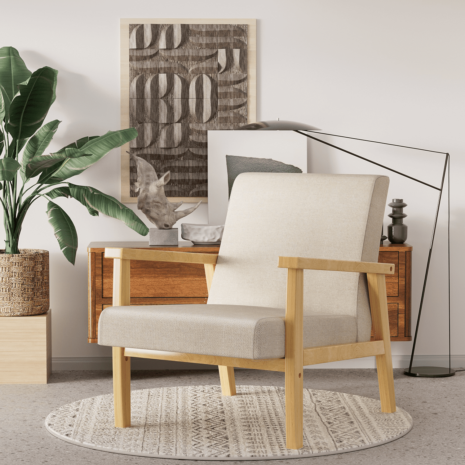 Devoko Home Living Room Single Arm Chair, Modern Linen Fabric ...