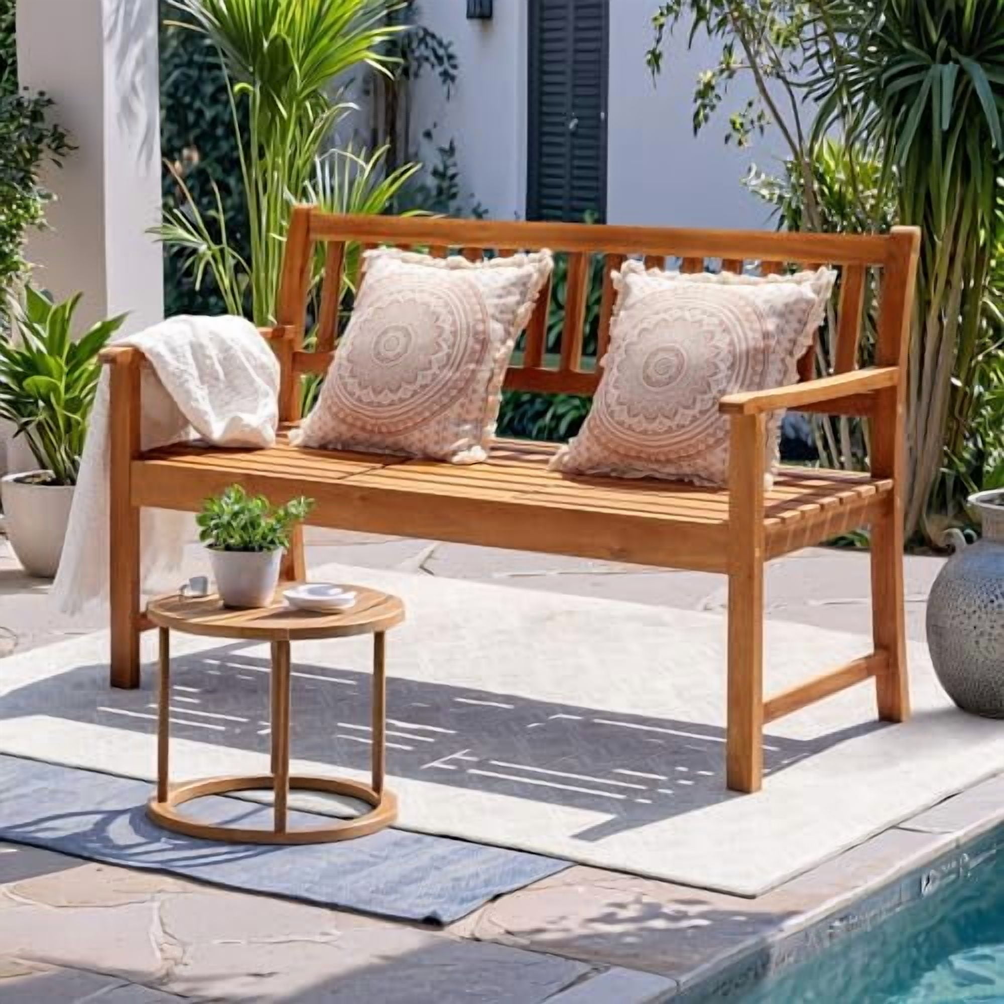 Devoko Outdoor , 2-Person Garden , Patio Wood Outdoor Loveseat with ...