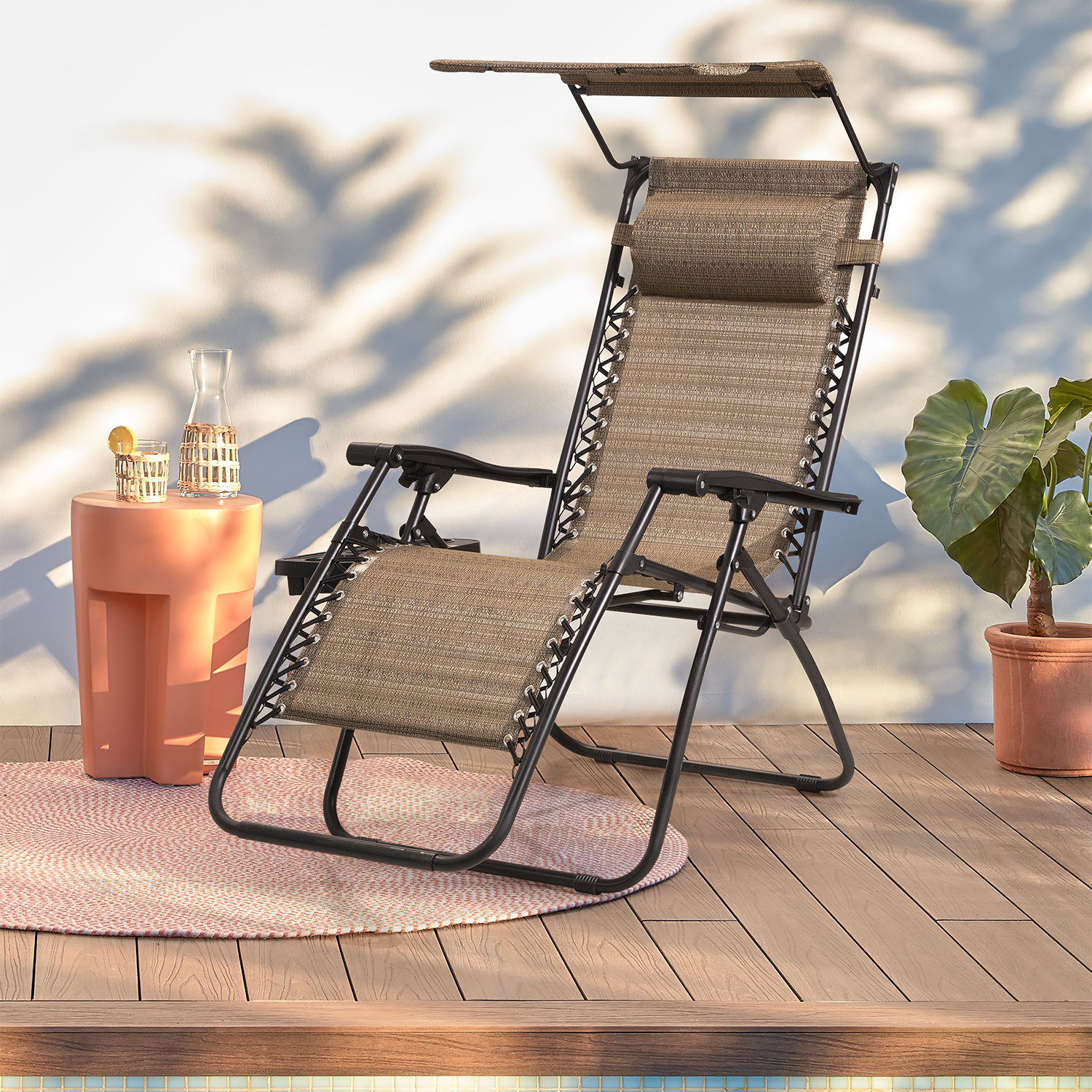 Adams Penza Outdoor Resin Stack Chair with Phone Holder, Plastic Patio ...