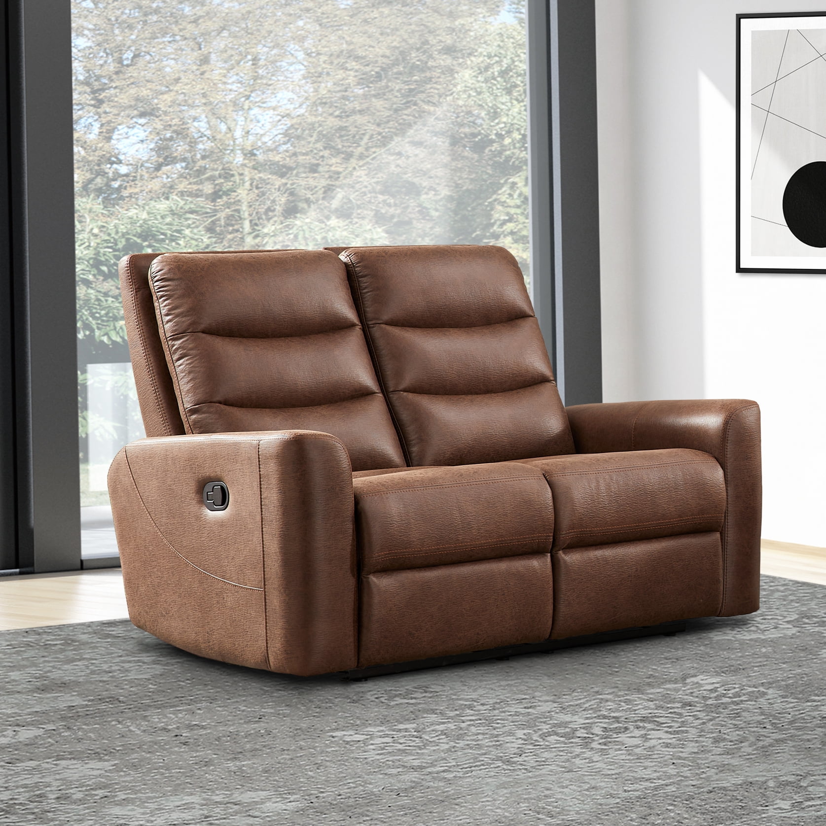 Devon & Claire Breighton Fabric Manual Reclining Loveseat, Brown - Walmart.com