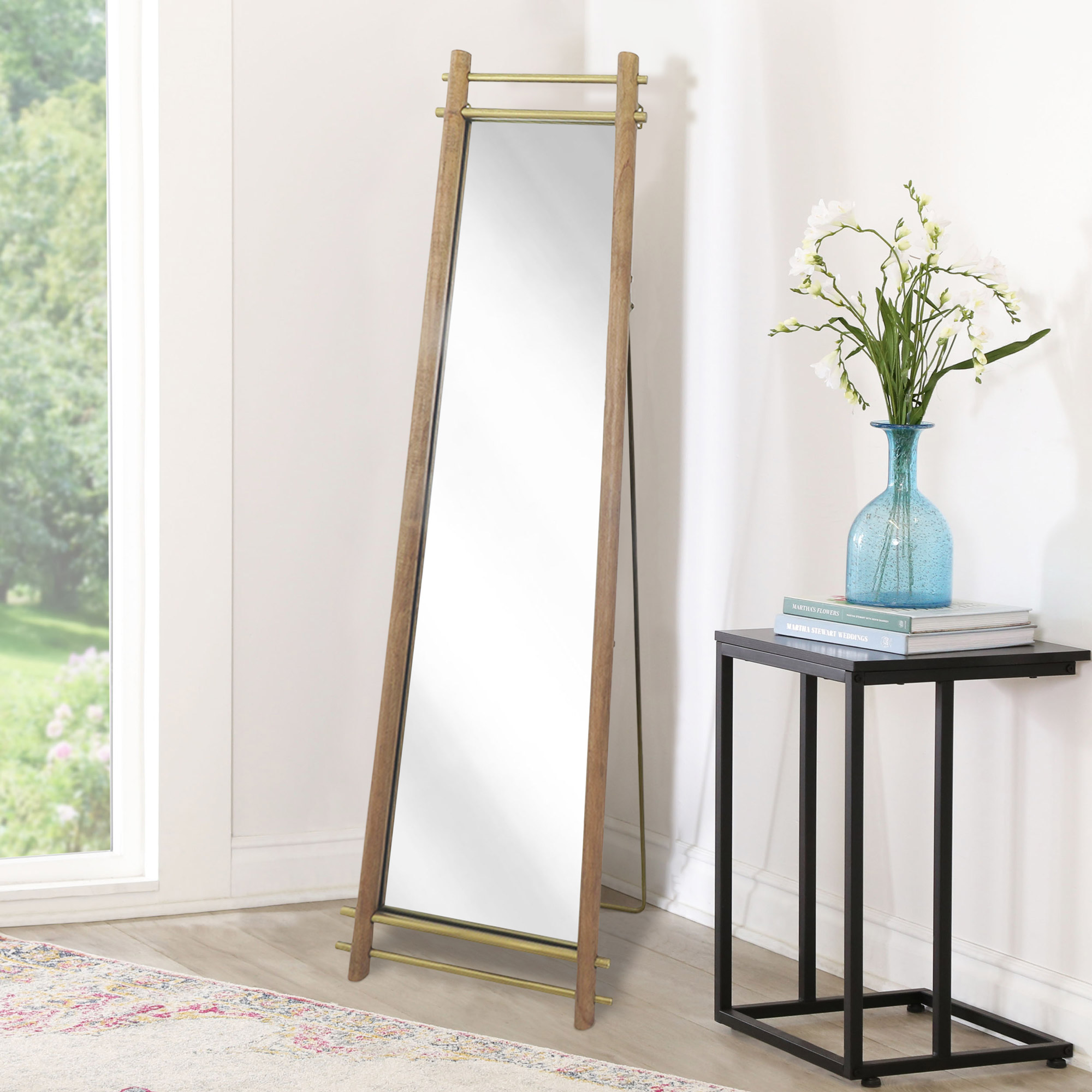 Devon & Claire Dalia Rectangular Floor Mirror with Stand, Light Brown - Walmart.com