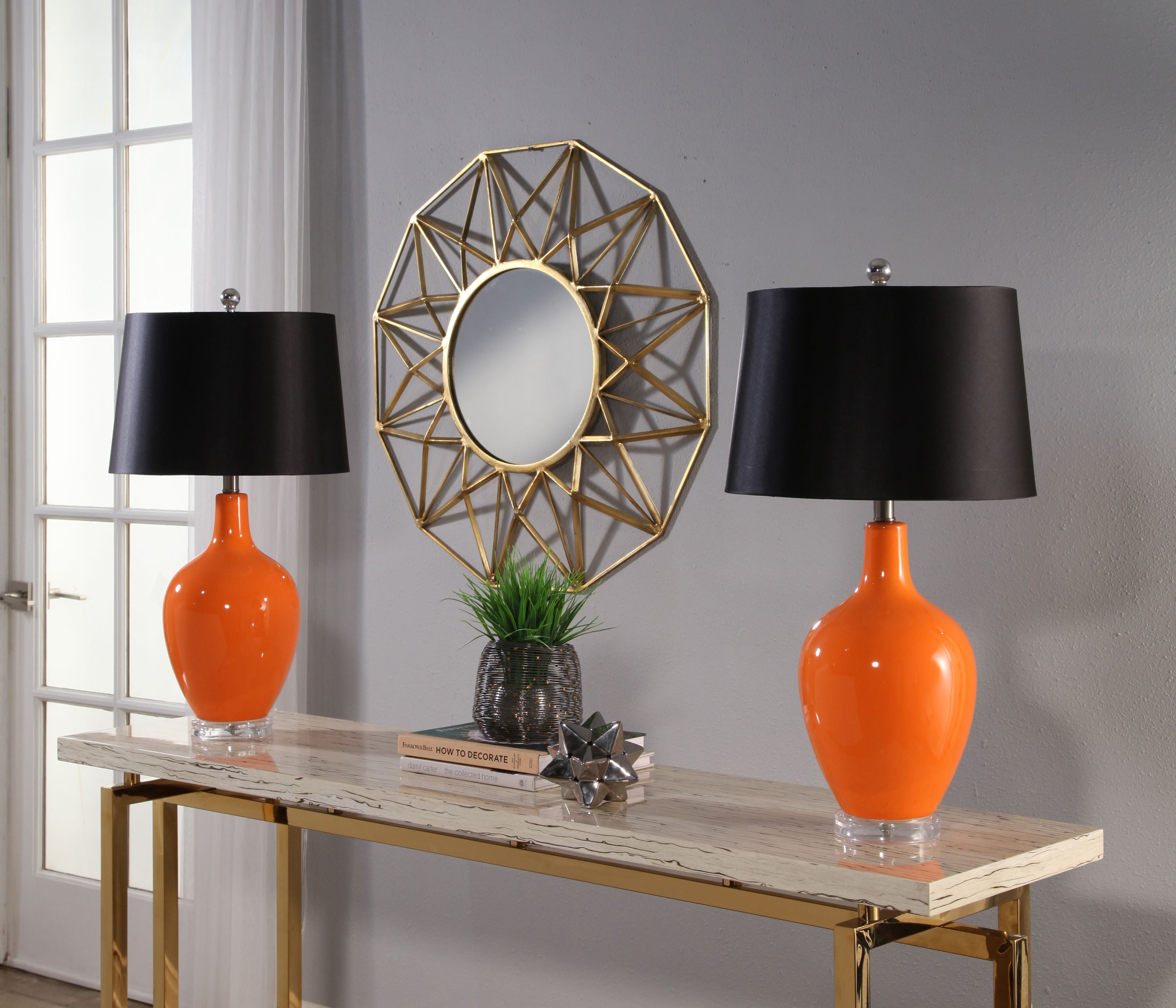 Devon & Claire Julieta Orange Ceramic Table Lamp - Modern Gourd Shape ...