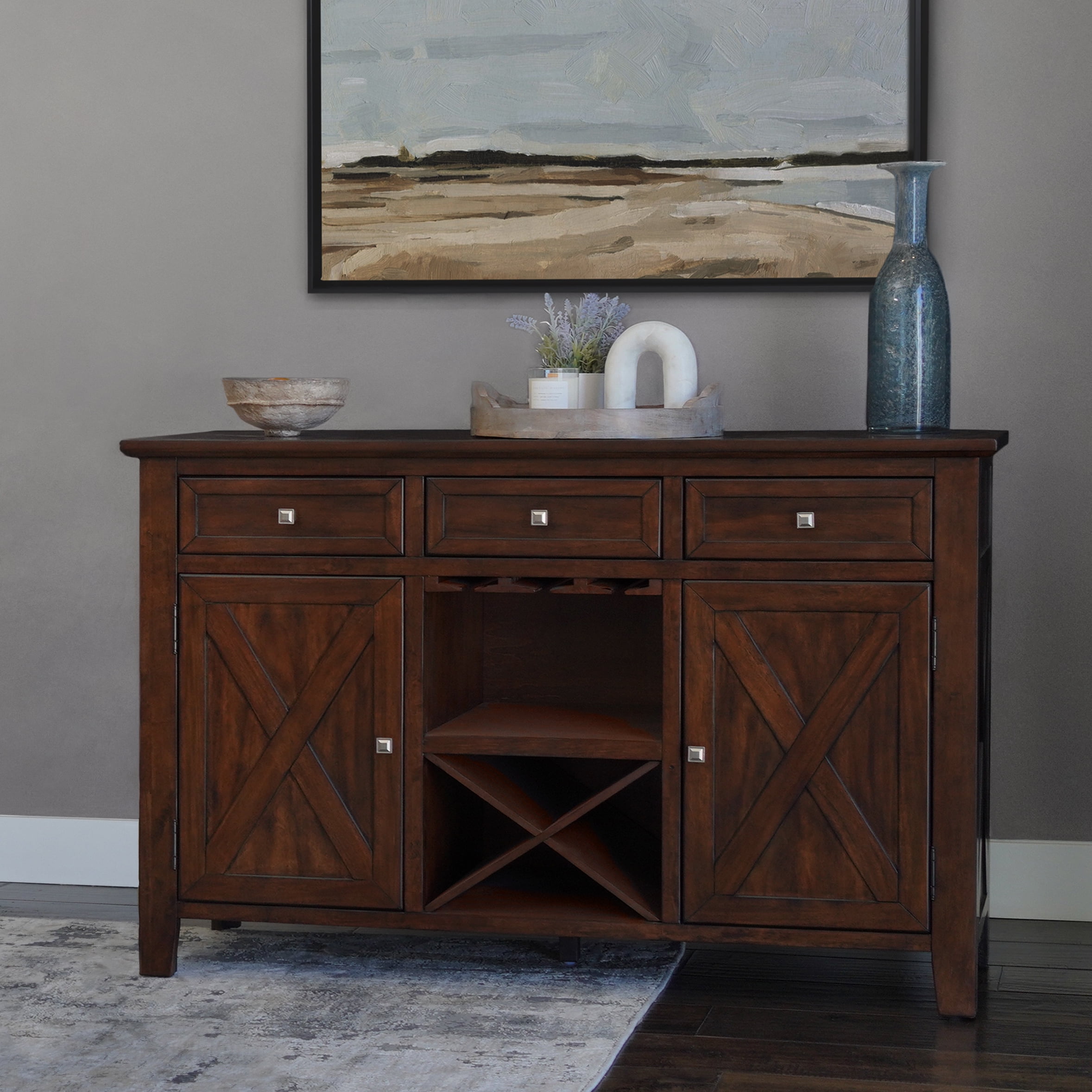 Devon & Claire Monica Transitional Solid Wood 54" Server, Brown - Walmart.com