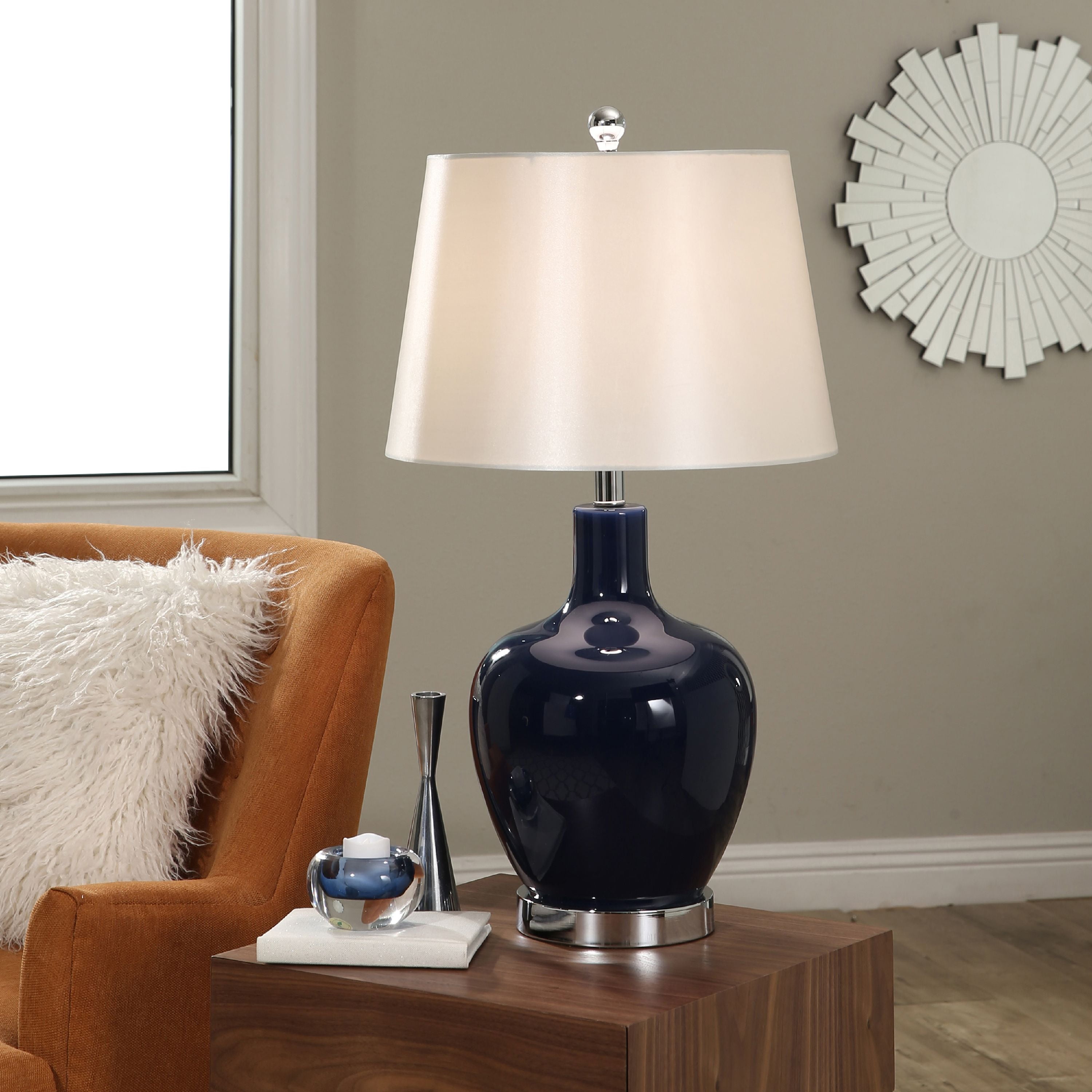 Devon & Claire Stevie Navy Blue Glass Table Lamp - Walmart.com