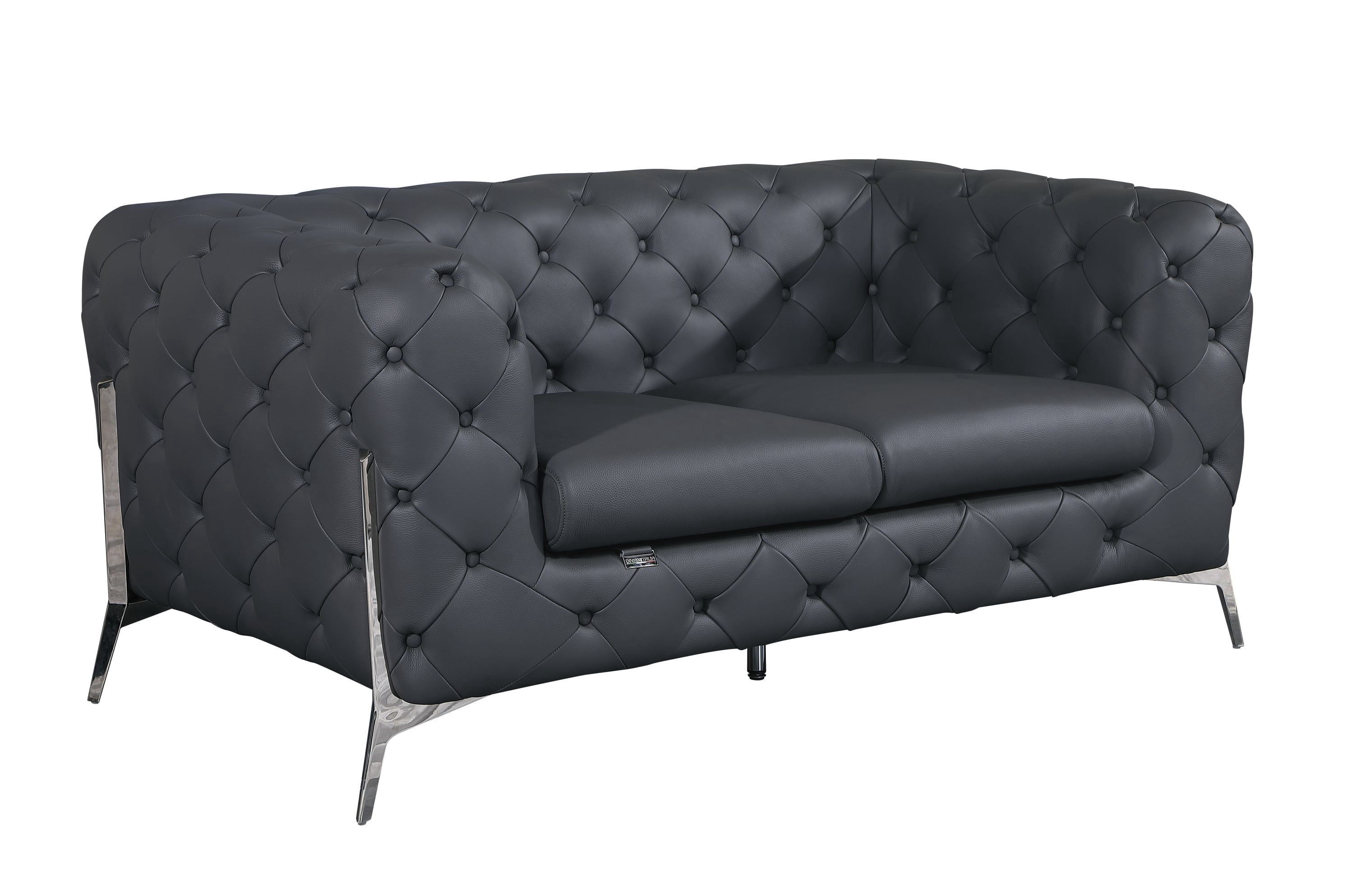 Devon Italian Leather Upholstered Loveseat - Gray - Walmart.com