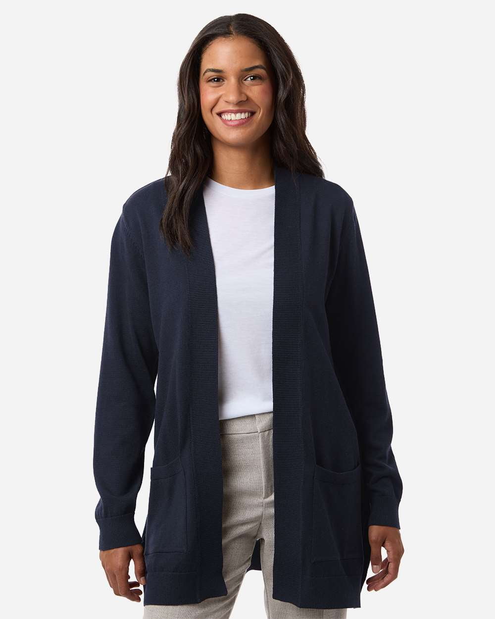 Devon & Jones DG447W Women's New Classics Open Cardigan Sweater-Navy ...