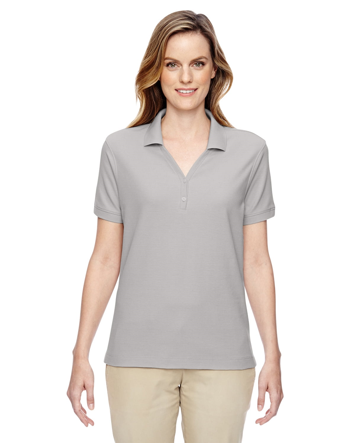 Devon & Jones Ladies' Pima Piqué Short-Sleeve Y-Collar Polo 2XL SILVER ...