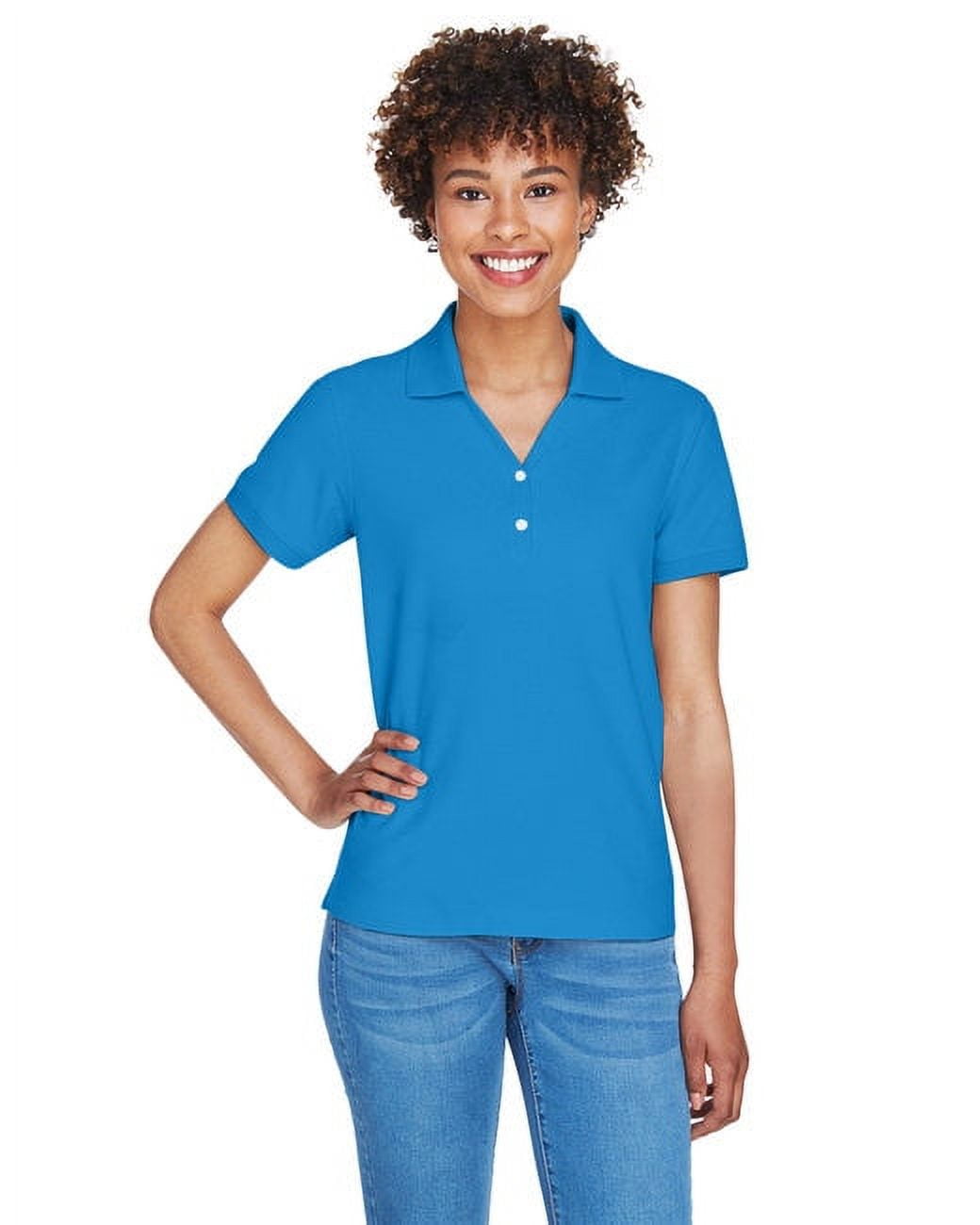 Devon & Jones Ladies' Pima Piqué Short-Sleeve Y-Collar Polo 3XL FRENCH ...