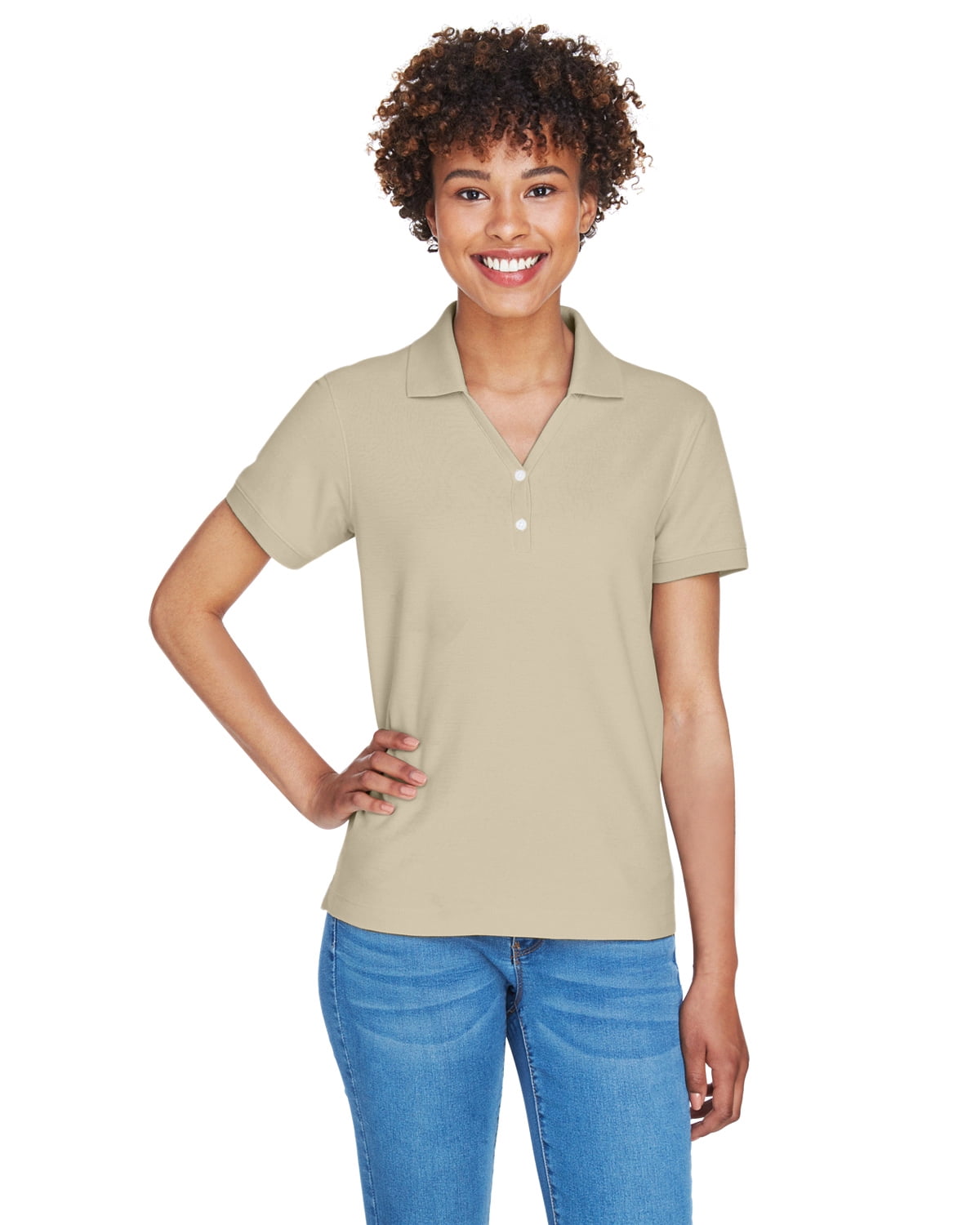 Devon & Jones Ladies' Pima PiquÃ© Short-Sleeve Y-Collar Polo - D100W ...