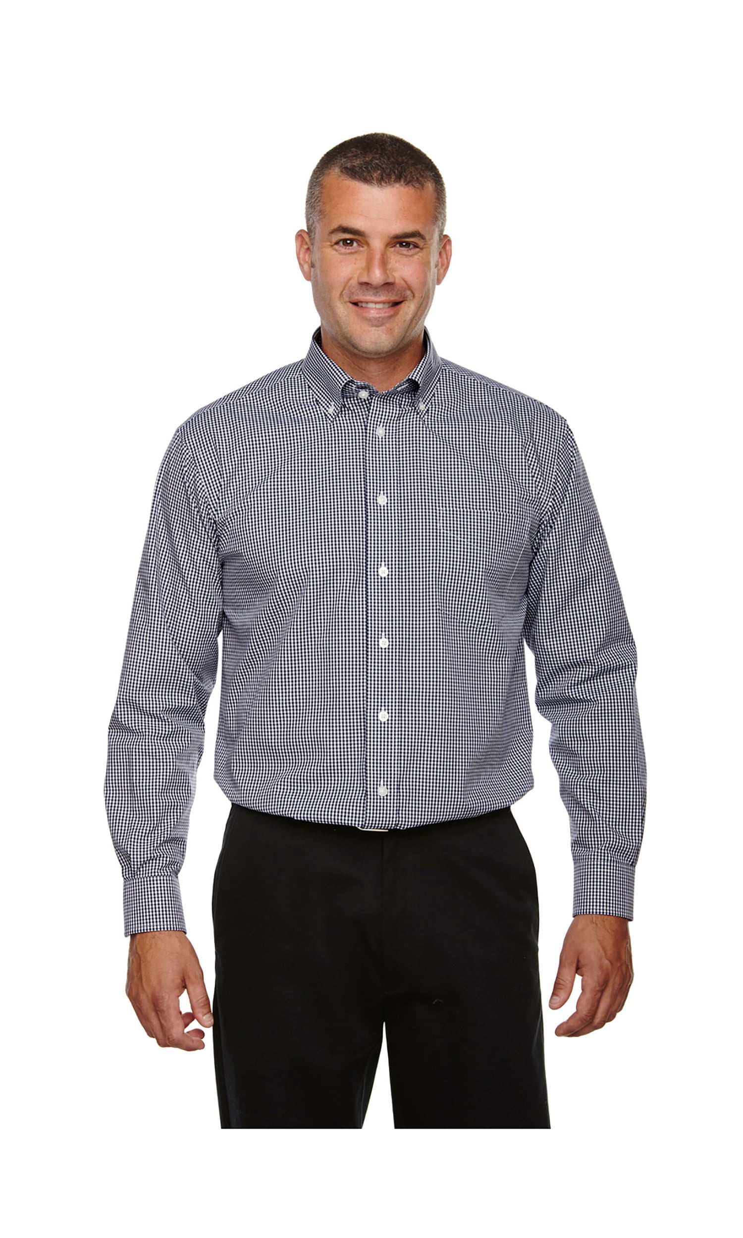 Devon & Jones Men's Crown Collection Gingham Check Shirt, Style D640 ...