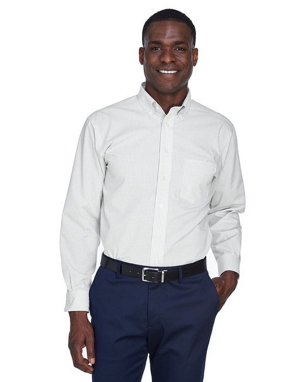 Devon & Jones D640 Men's Crown Collection Gingham Check Woven Dress ...