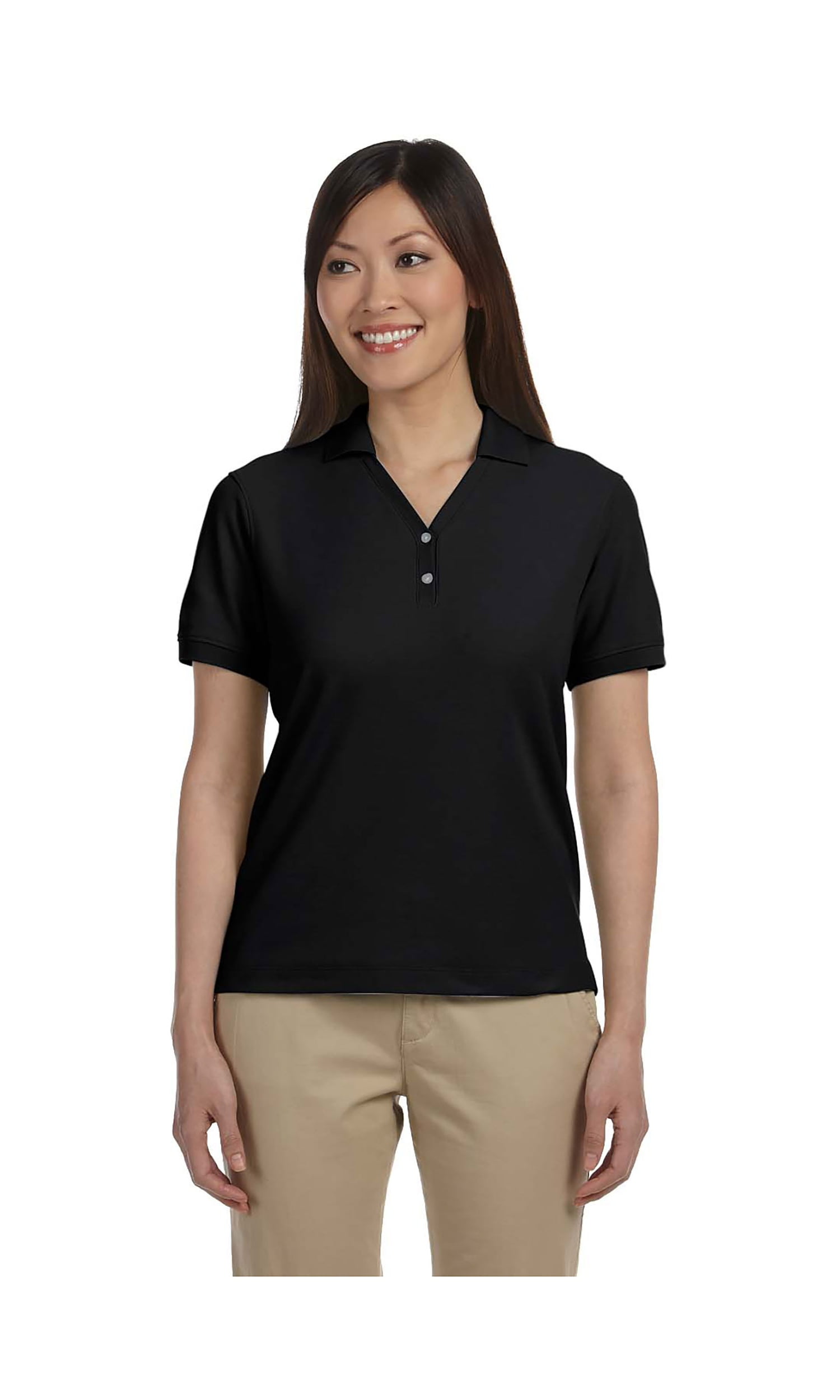 Devon & Jones Women's Short Sleeve Y Collar Polo Shirt, Style D100W - Walmart.com