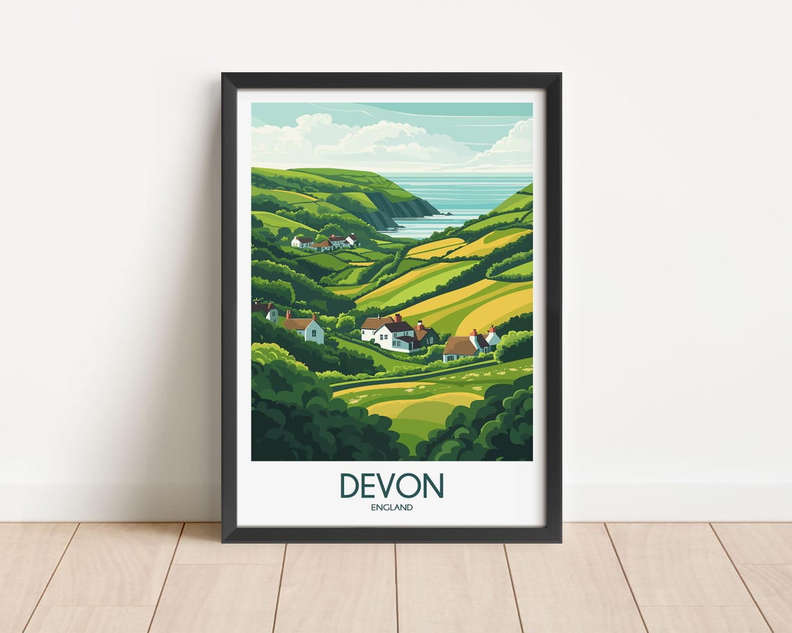 Devon Poster Vintage England Scenic Wall Art Print, Unframed Canvas ...