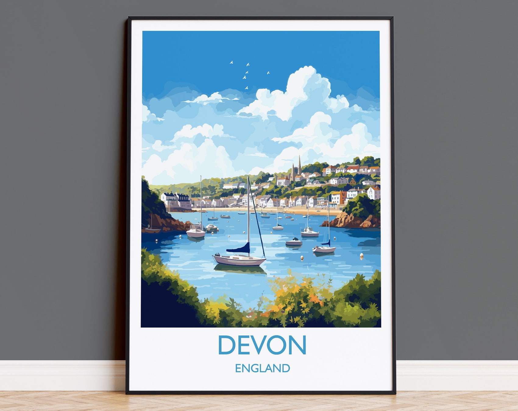 Devon Print Wall Art, Travel Poster of Devon, England, Devon Art Gift ...
