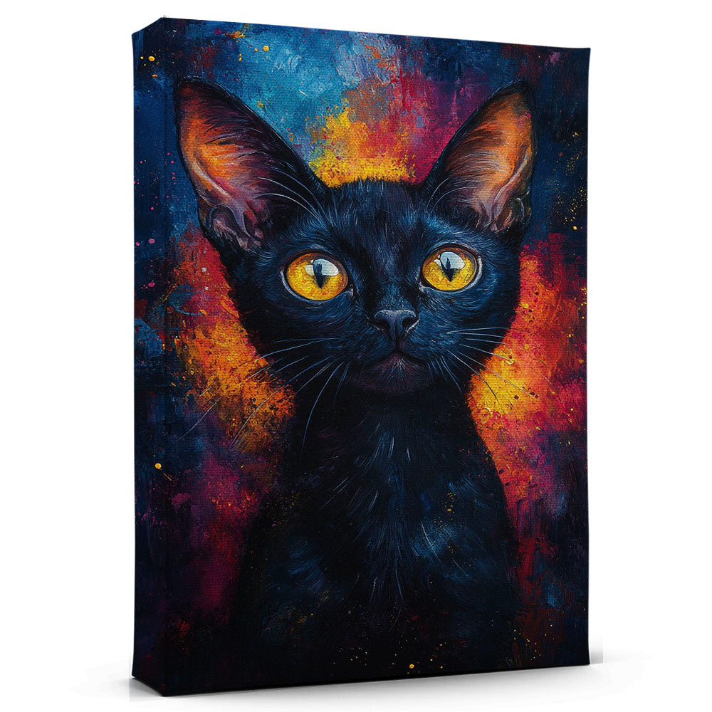 Devon Rex Cat Black Canvas Painting Animal Artwork,Colorful Devon Rex ...