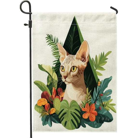 Devon Rex Cat Garden Flag 12x18 Inch Double Sided Canvas Outdoor Flag ...
