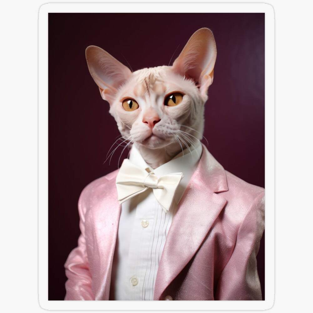 Devon Rex Cat In Suit Portrait Transparent Stickerphone Decal Water ...