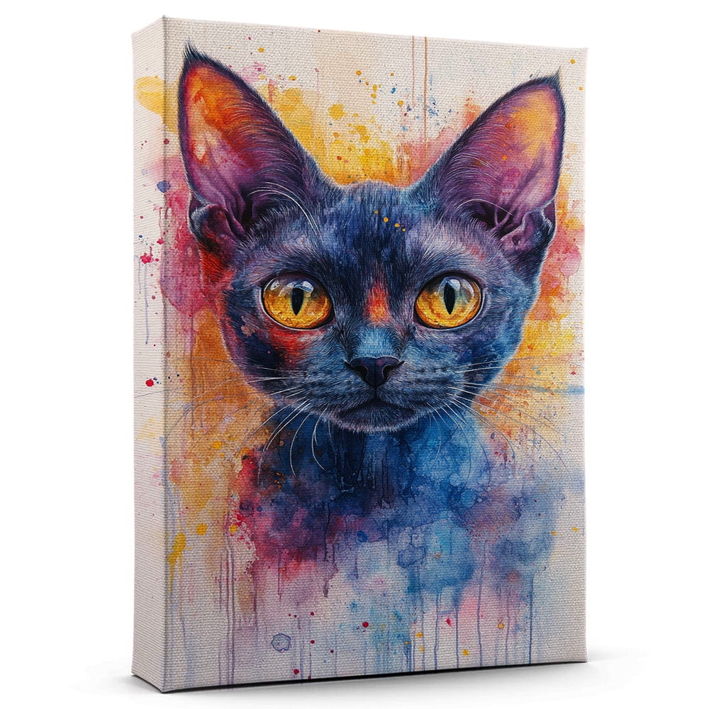 Devon Rex Cat Tabby Canvas Painting Animal Artwork,Colorful Devon Rex ...