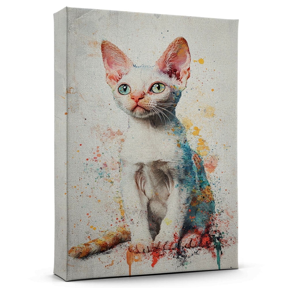 Devon Rex Cat White Canvas, Colorful Devon Rex Cat White Picture Canvas ...