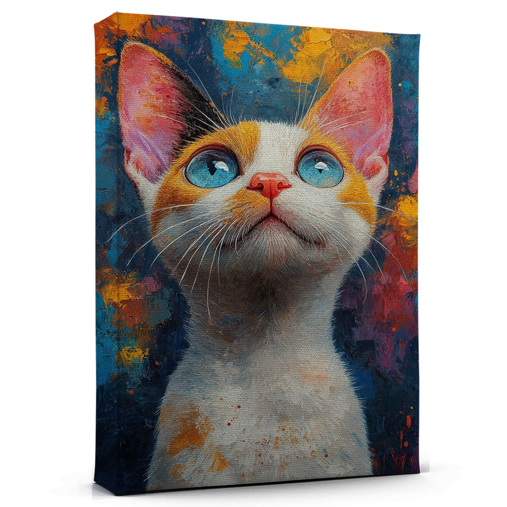 Devon Rex Cat White Canvas Painting Animal Artwork,Colorful Devon Rex ...