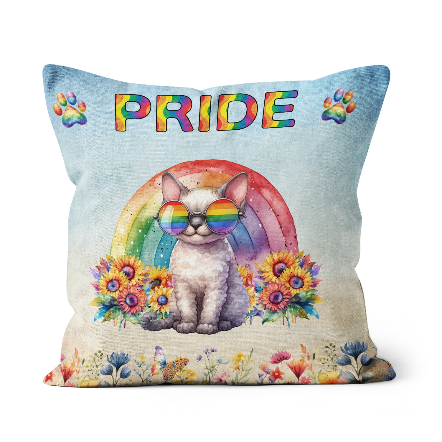 Devon Rex Celebrates Rainbow Pride Month LGBT LGBTQ+ Pillow Cushion ...