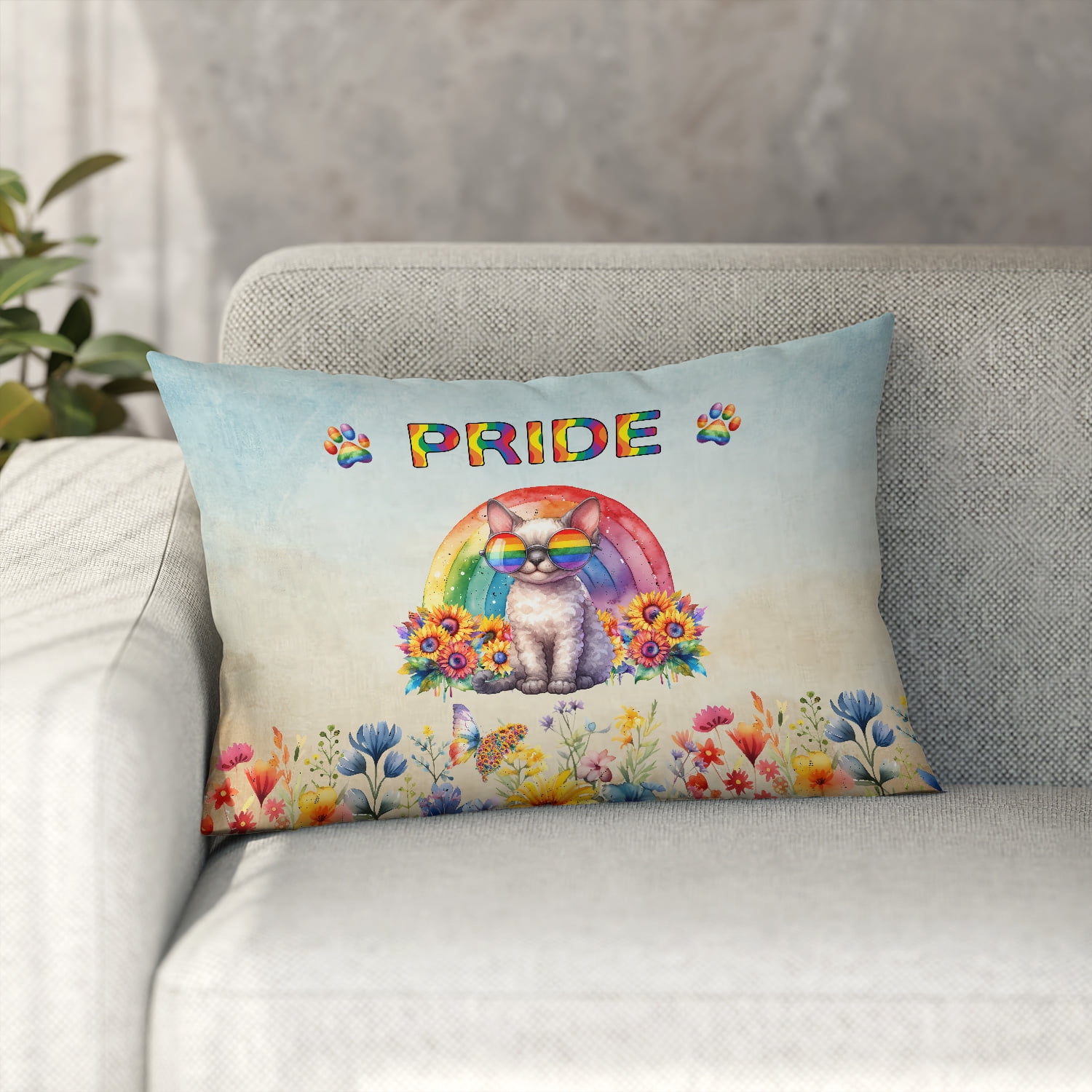 Devon Rex Celebrates Rainbow Pride Month LGBT LGBTQ+ Pillowcase Double ...