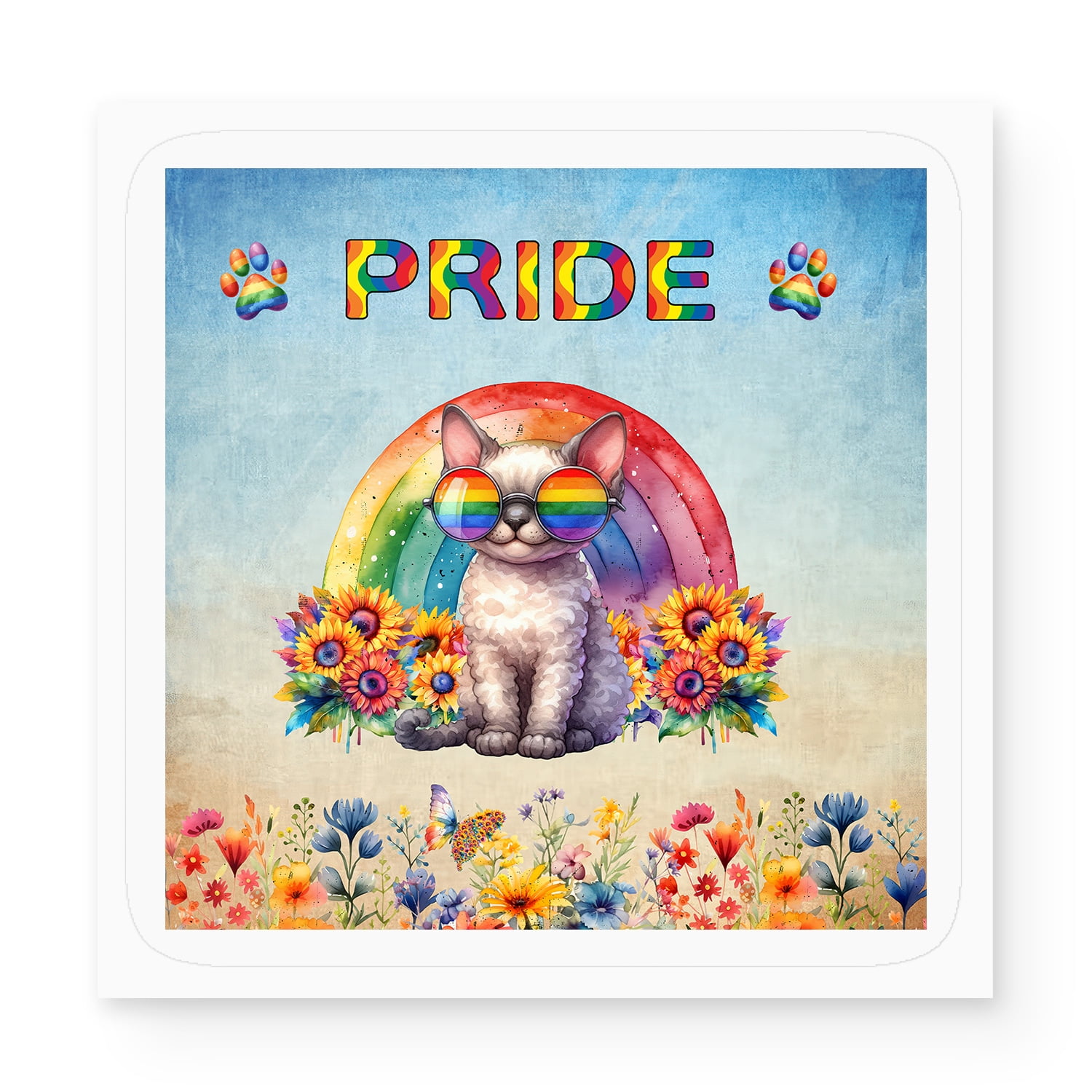 Devon Rex Celebrates Rainbow Pride Month LGBT LGBTQ+ Vinyl Sticker Cat ...