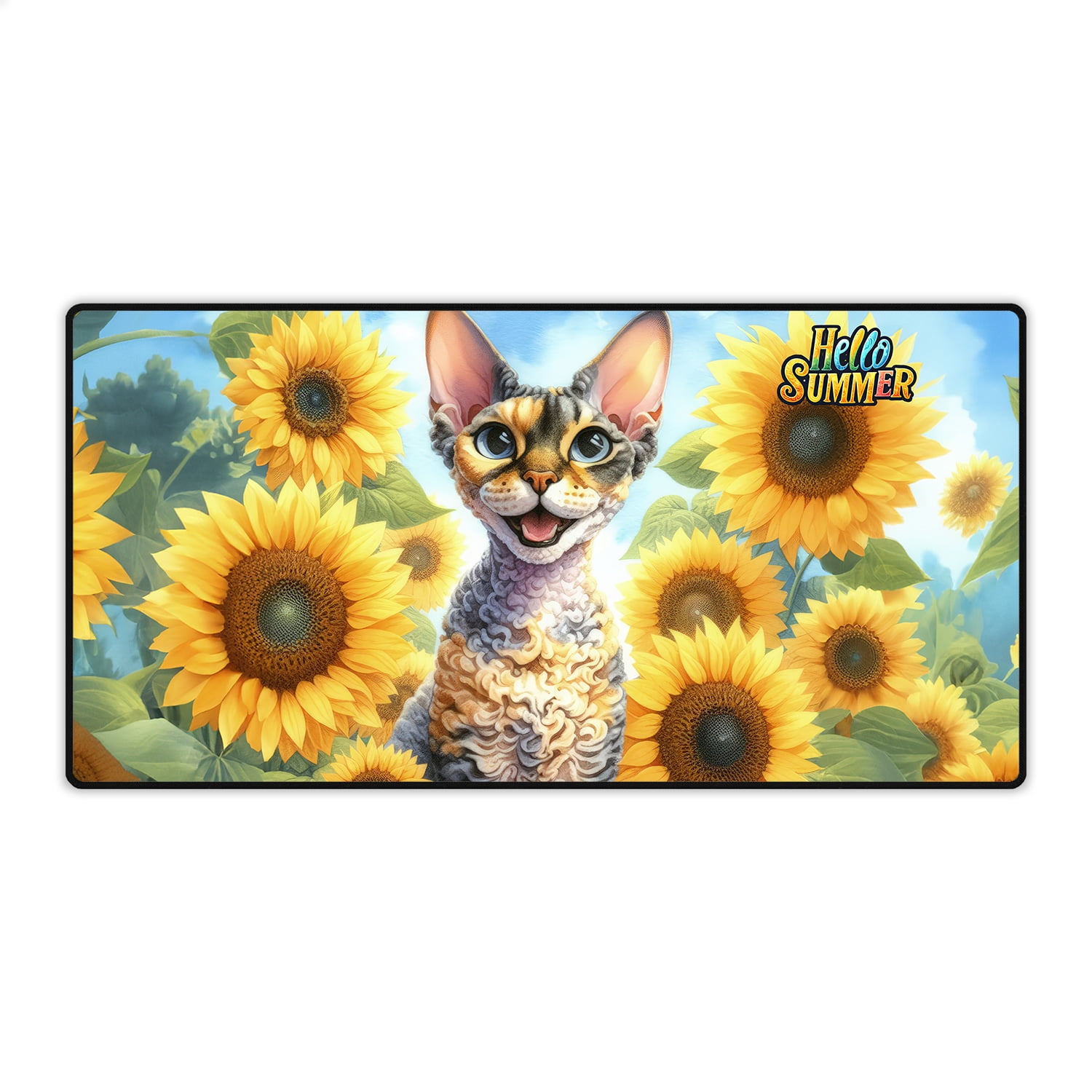 Devon Rex Hello Summer Sunshine Sunflowers Spring Retro Vintage Desk ...