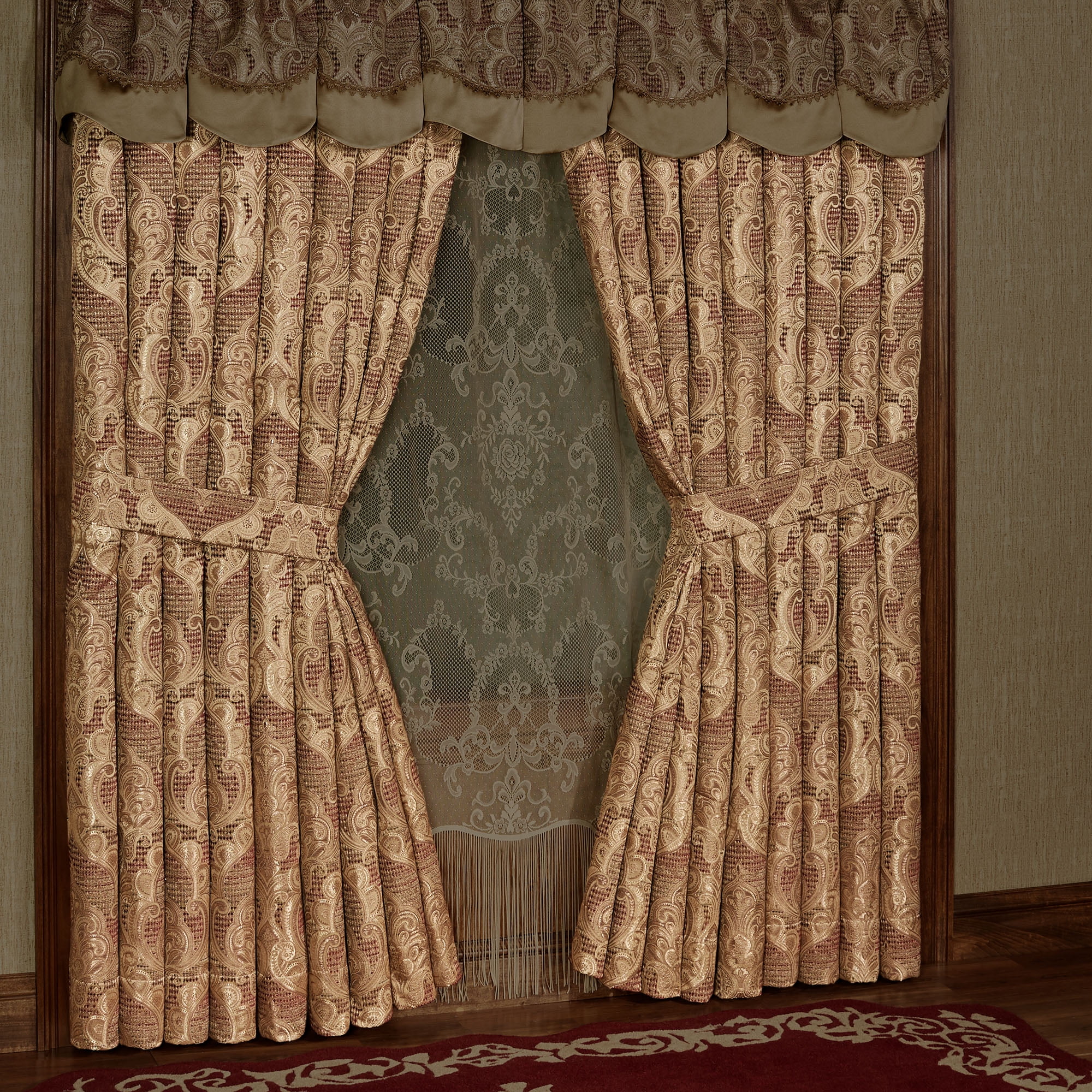 Devonshire Wide Tailored Curtain Pair Ruby Curtain Pair 100 x 95 Inches ...