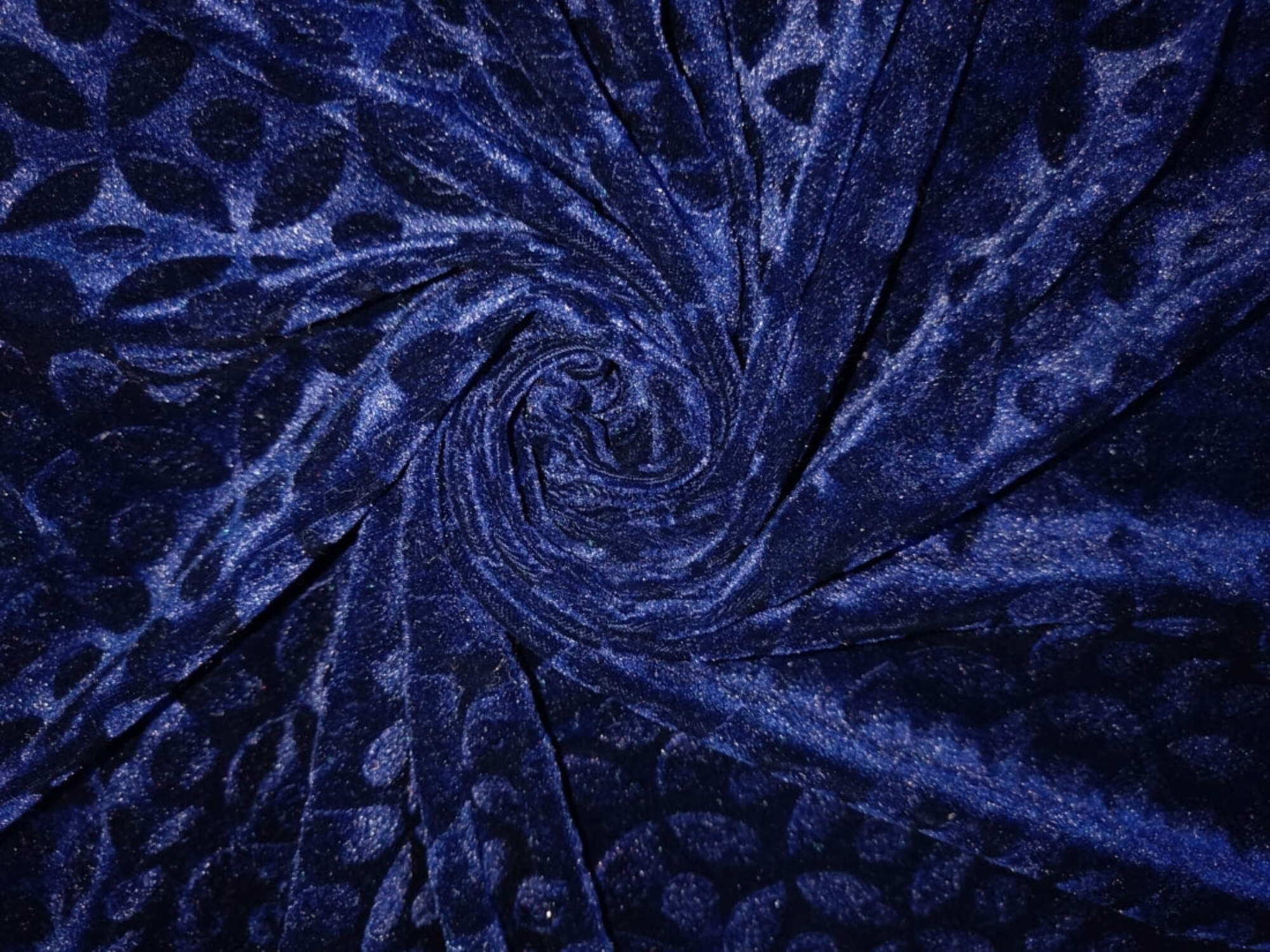 Devore Embossed Viscose Burnout Velvet fabric navy blue 44" wide ...