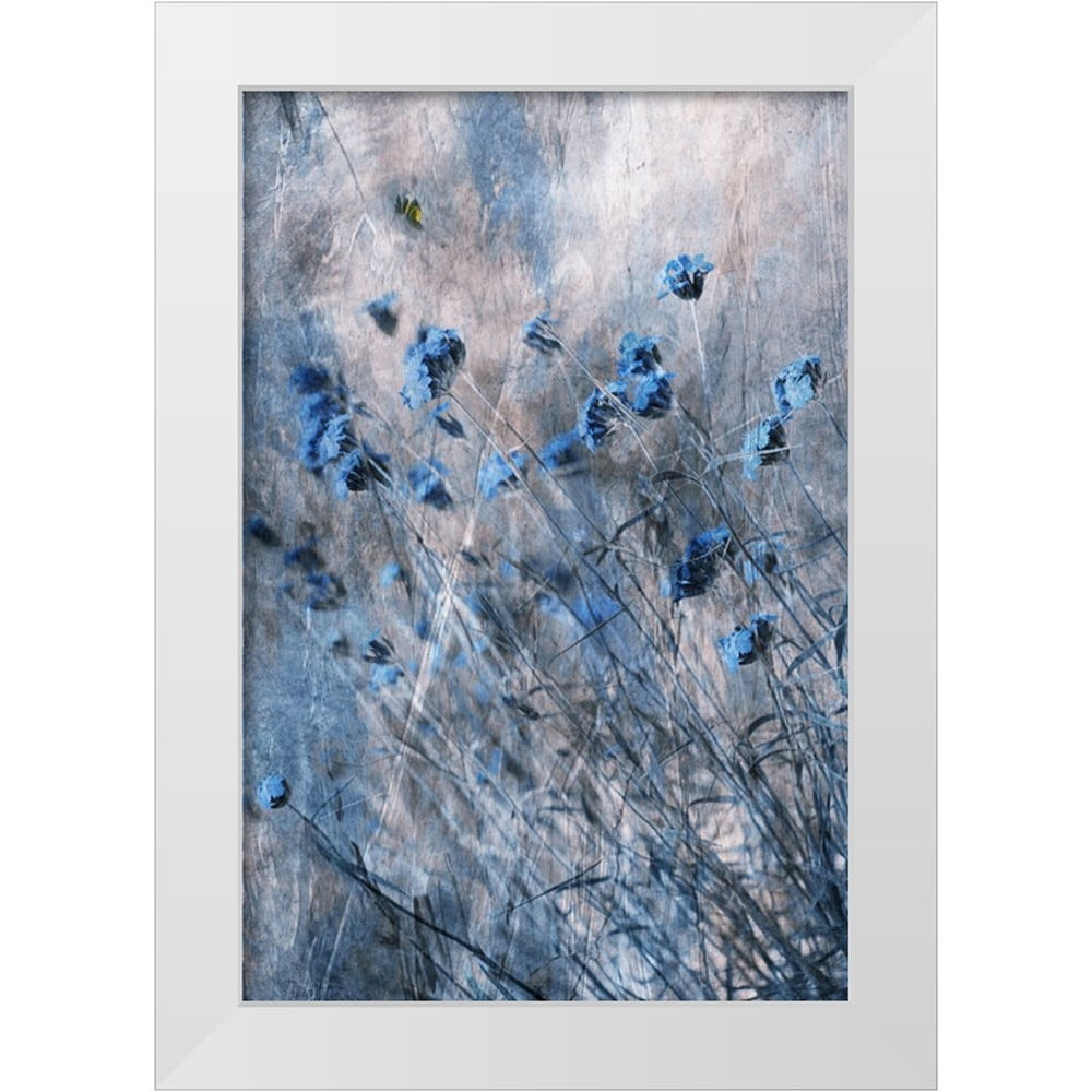 Devos, Delphine 17x24 White Modern Wood Framed Museum Art Print Titled - Blue Flowers - Walmart.com